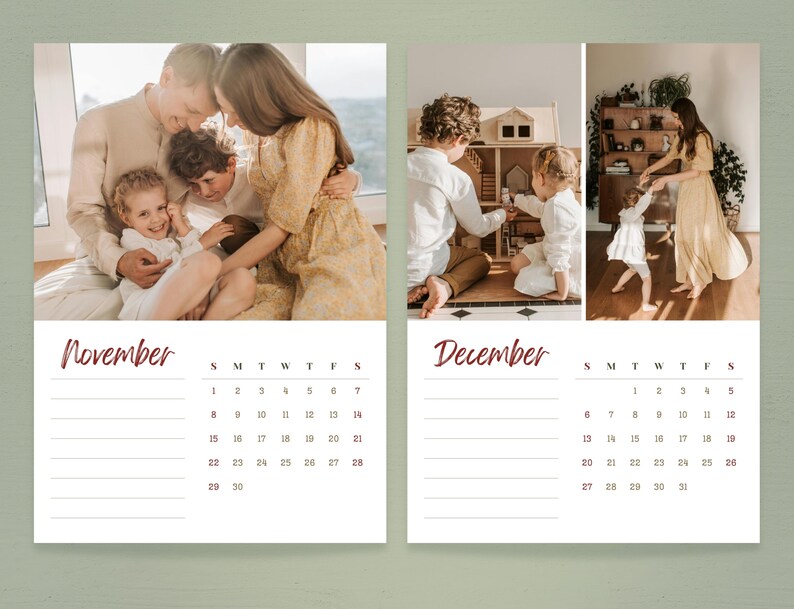 Custom Photo Calendar 2026, Canva Template, 12 Month Calendar With ...