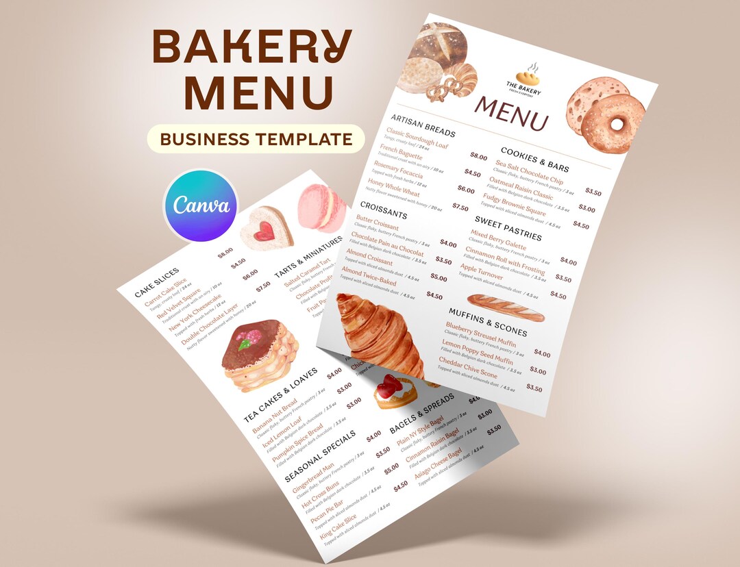 Bakery Menu Canva Template, Price List Template, Dessert Flyer, Baking ...