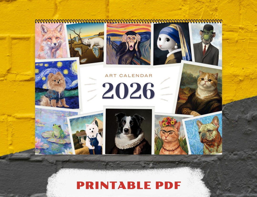 New Year Calendar 2026 Printable PDF | 12 Month Pages | Funny Creatures ...
