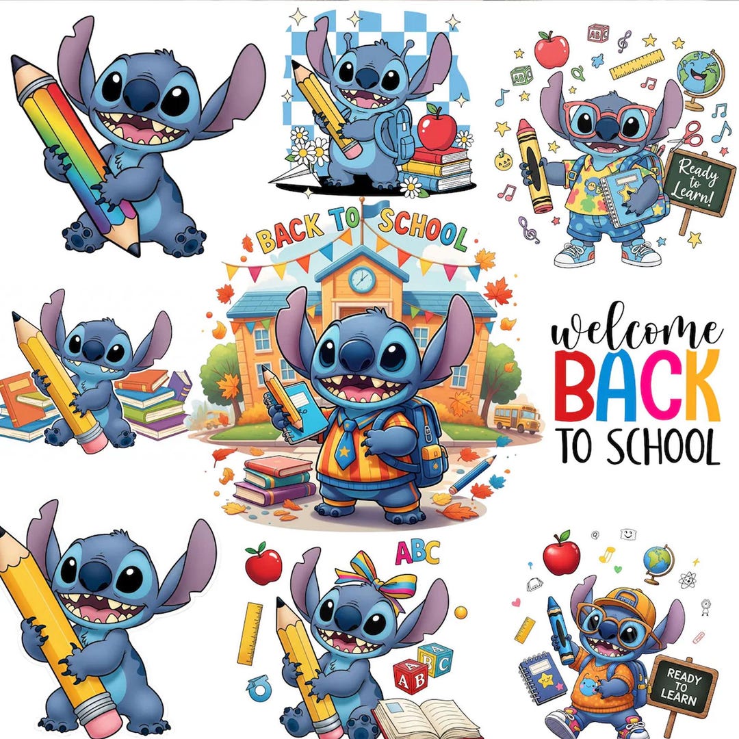Stitch Back to School SVG Bundle, Clipart Stitch PNG, Stitch Clipart ...