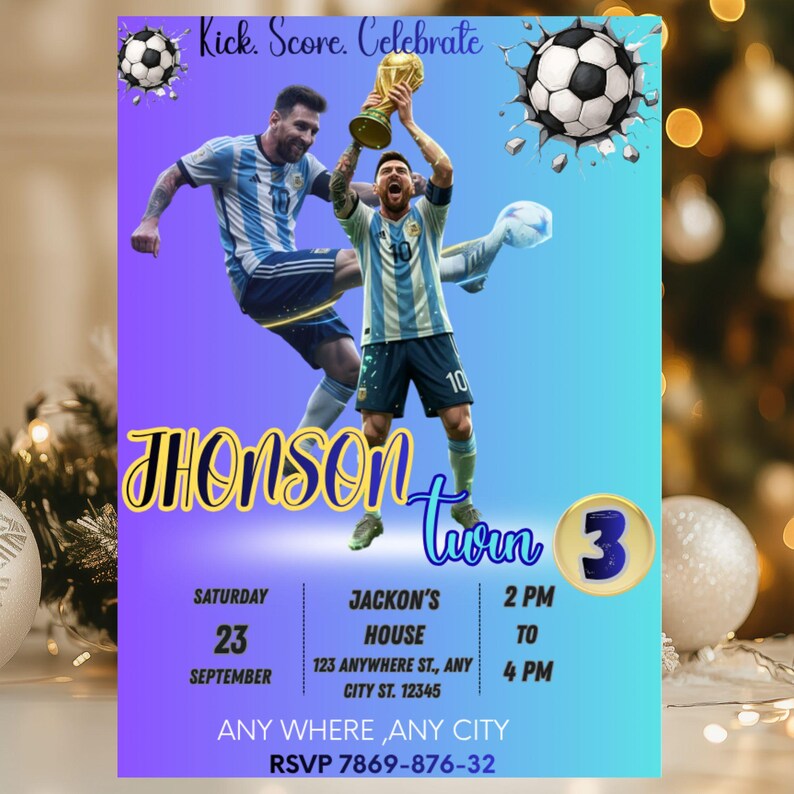 Messi Birthday Invitation, Soccer Editable Template, Fifa Birthday ...