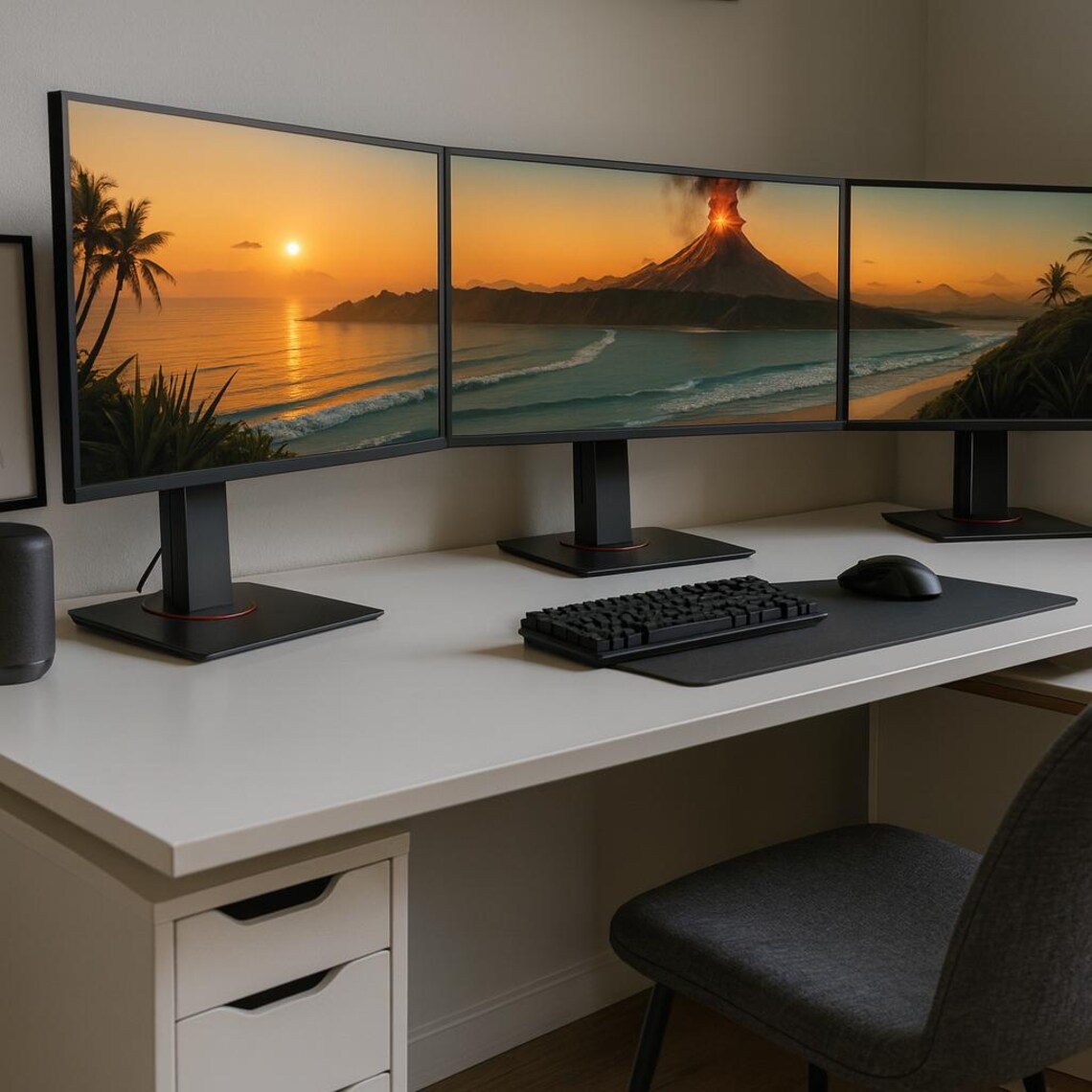 Triple Monitor Wallpaper 48:9 Bundle | Volcanic Island Series | Super ...