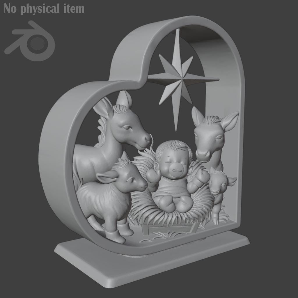 Christmas Nativity Scene STL – Baby Jesus 3D Model With Animals ...