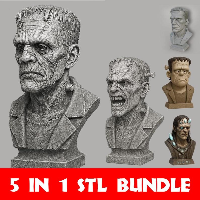 STL File / 3D Print Model – Frankenstein Head Bust STL | Horror ...