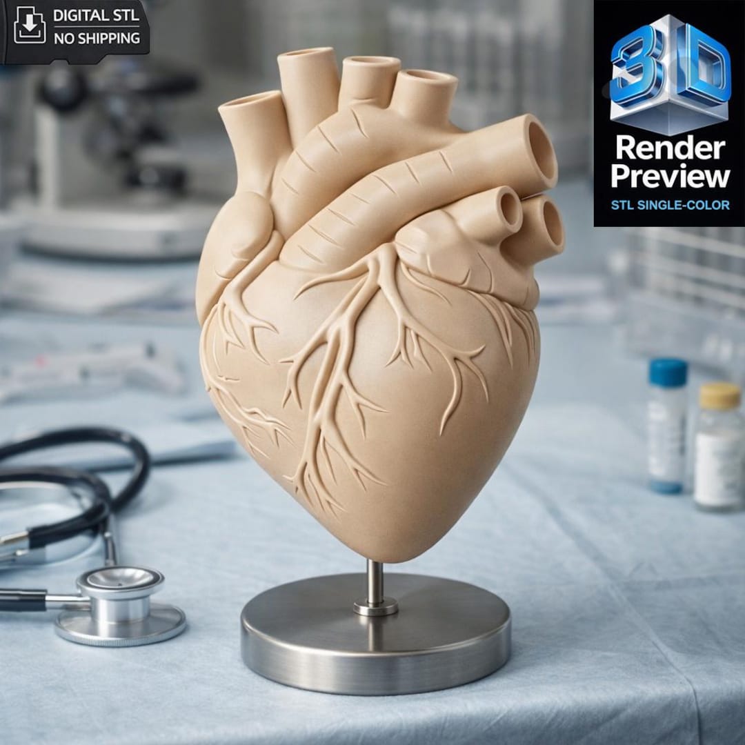 Human Heart Anatomy STL for 3D Printing | Educational School Model ...