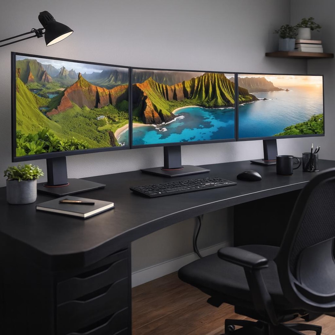 Triple Monitor Wallpaper 48:9 Bundle | Volcanic Island Series | Super ...