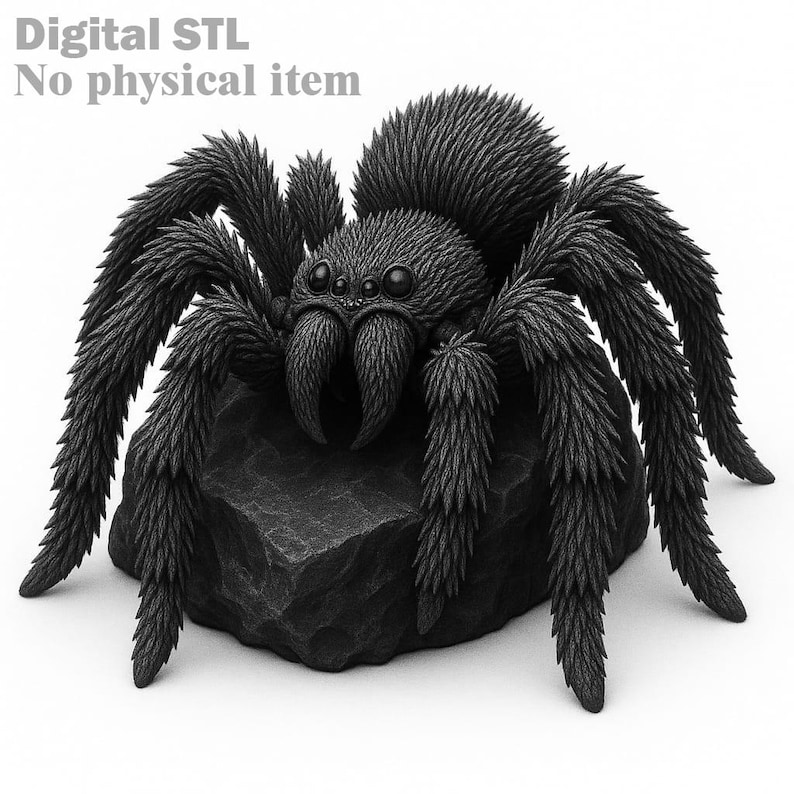 STL File / 3D Print Model – Tarantula Spider on Rock STL Statue ...