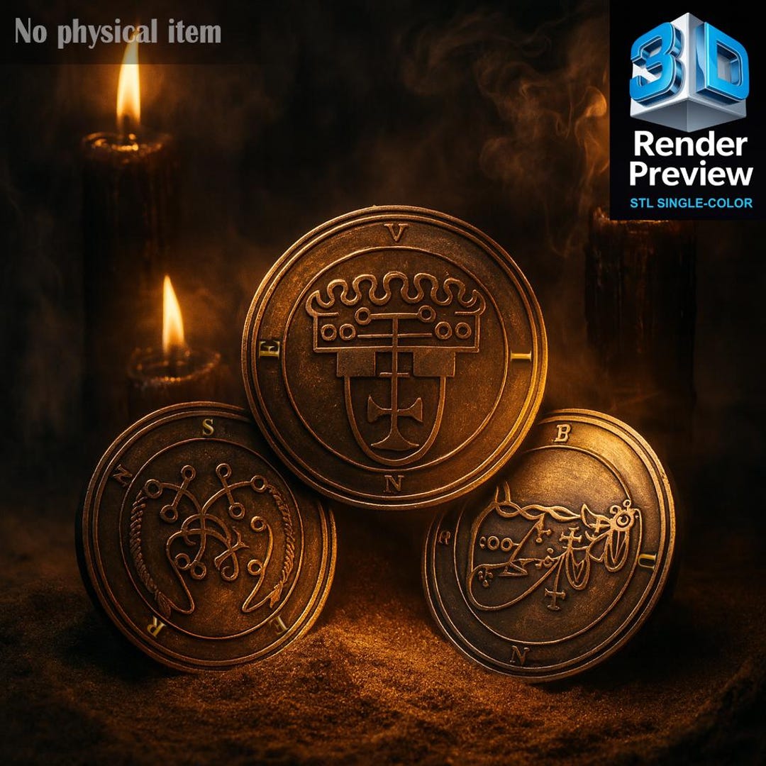 Demonic Sigil Coin Bundle – Single-color Goetia & Solomon Style Seal ...
