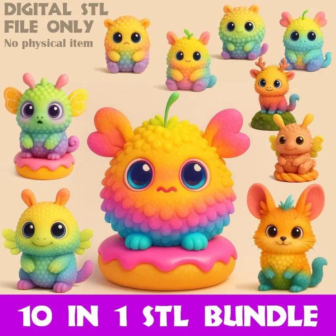 STL File / 3D Print Model – 10 Cute Fluffy STL Bundle | Adorable Animal ...
