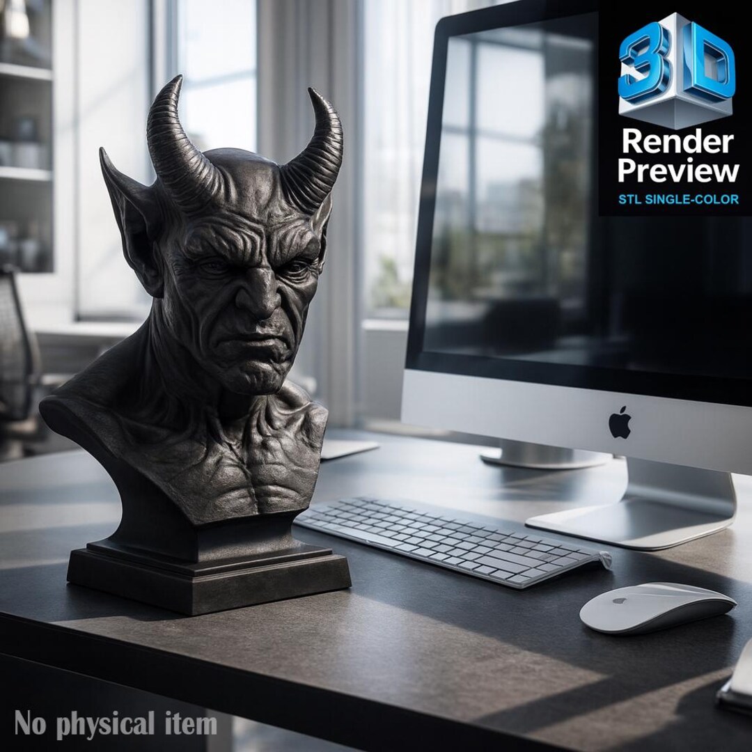 Horror Devil STL – Single-color Gothic Demon Sculpture | Dark Fantasy ...