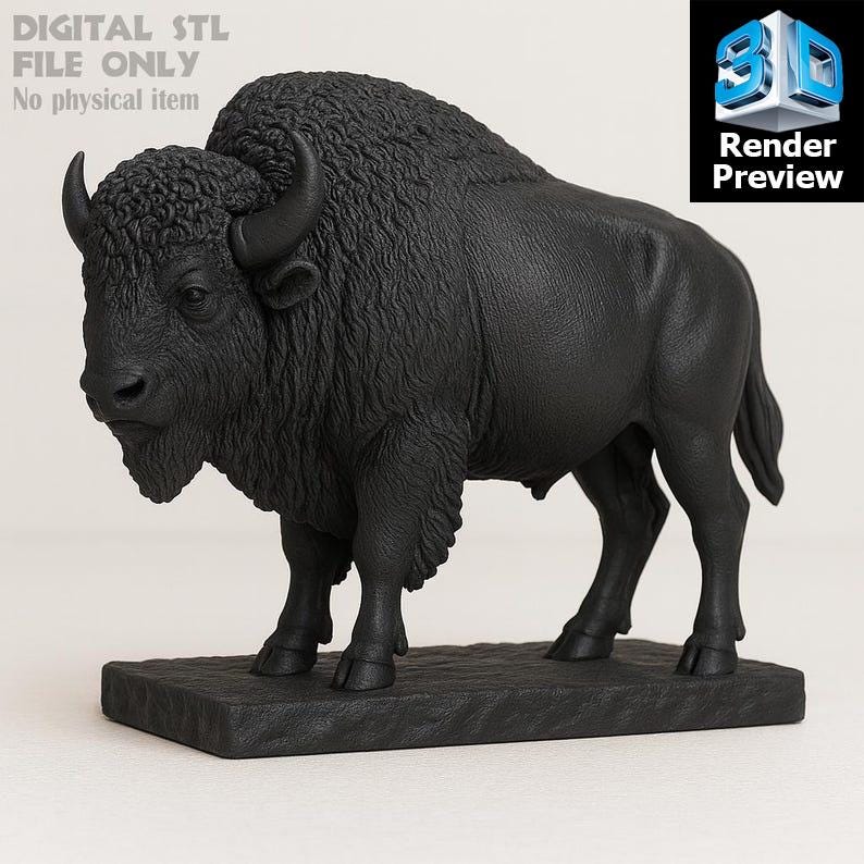 American Bison Statue – Wildlife Figurine Model for 3D Printing ...