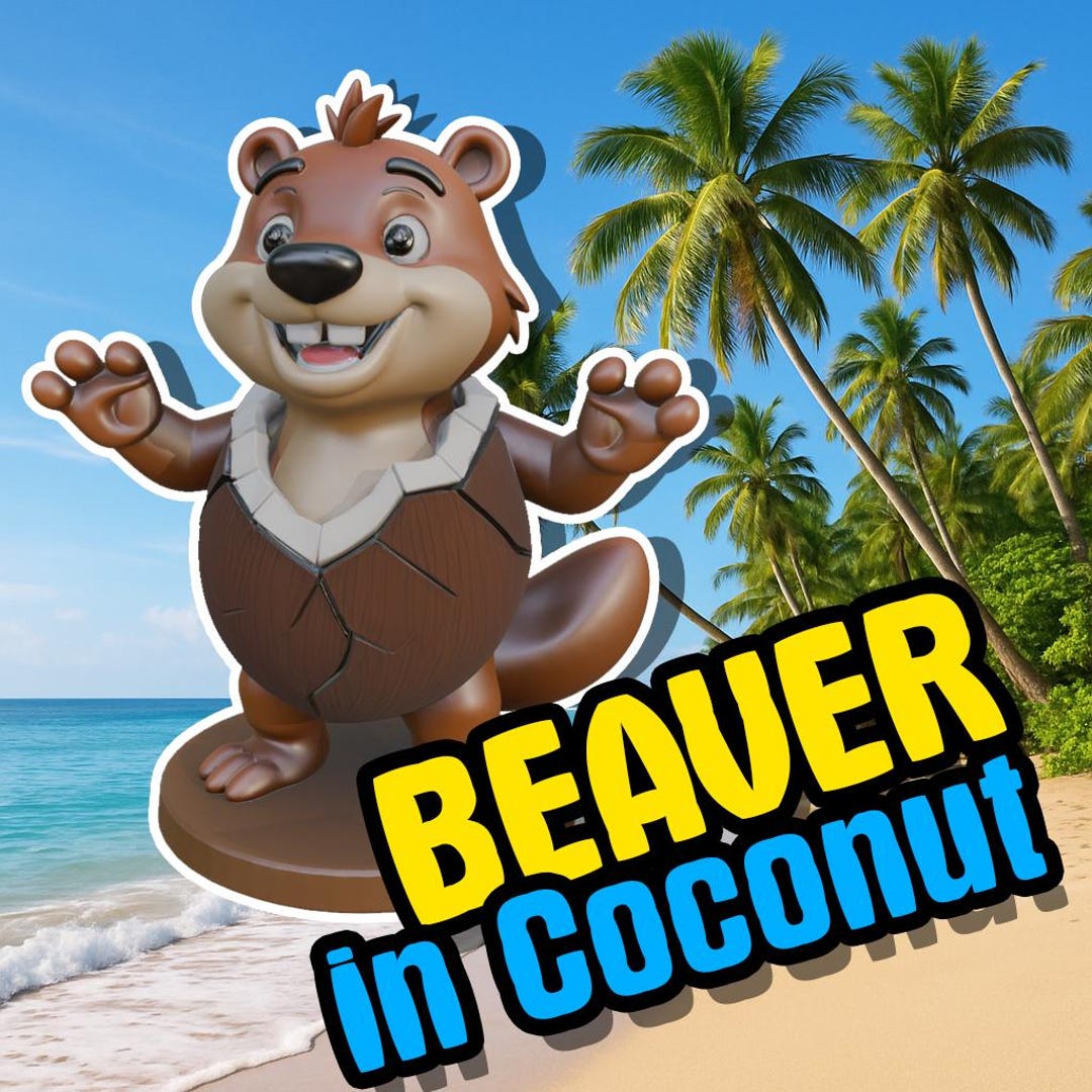 Beaver in Coconut – Funny Meme Figurine Model for 3D Printing | Humor ...