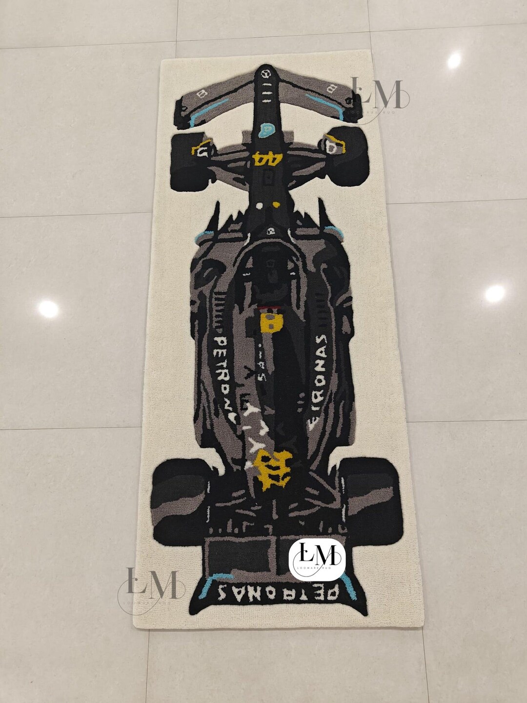 Luxury Hand Tufted Formula 1 Racing Car Rug, Handmade Wool Area Rug ...