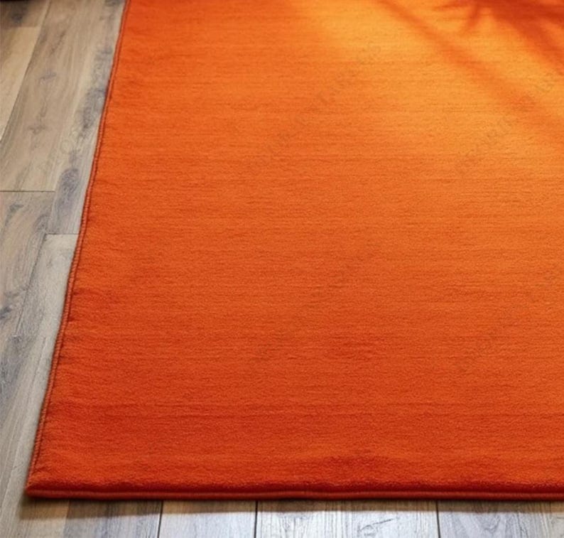 Hand-tufted Wool Area Rug: Solid Orange, Minimalist Design - Etsy