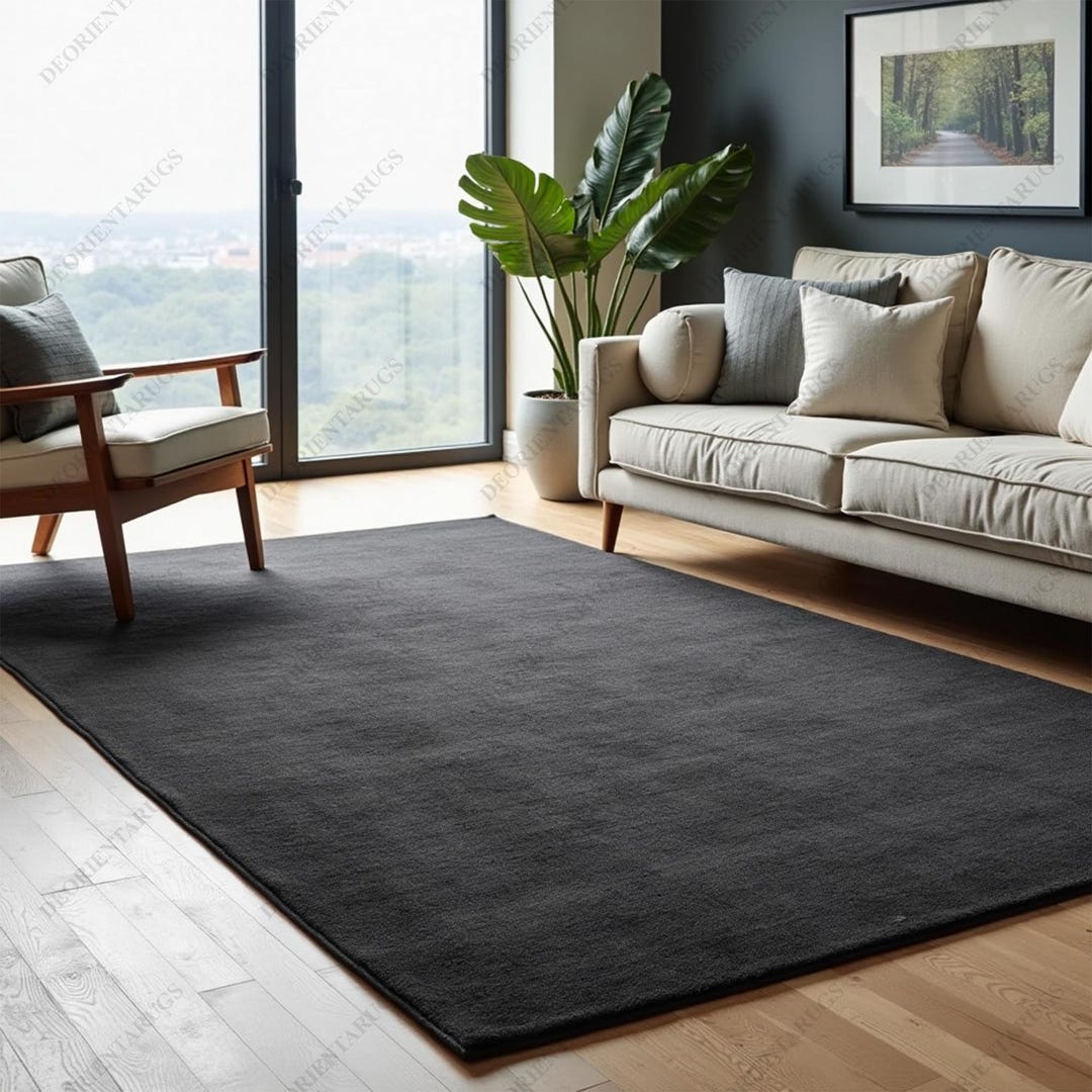 Solid Grey Area Rug | Modern Minimalist Hand Tufted Wool Carpet - Etsy