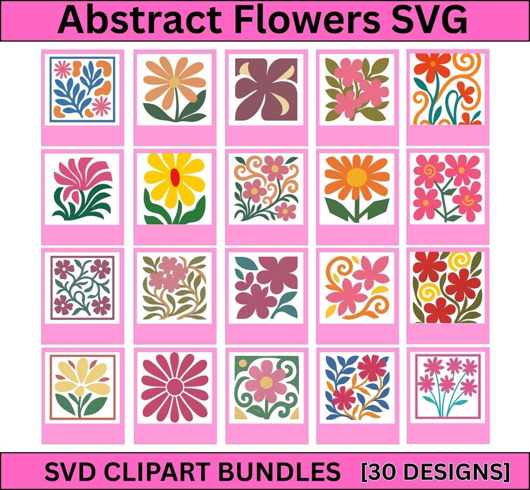 Abstract Flower SVG Bundle: Retro Groovy Floral Designs (PNG, SVG) - Etsy