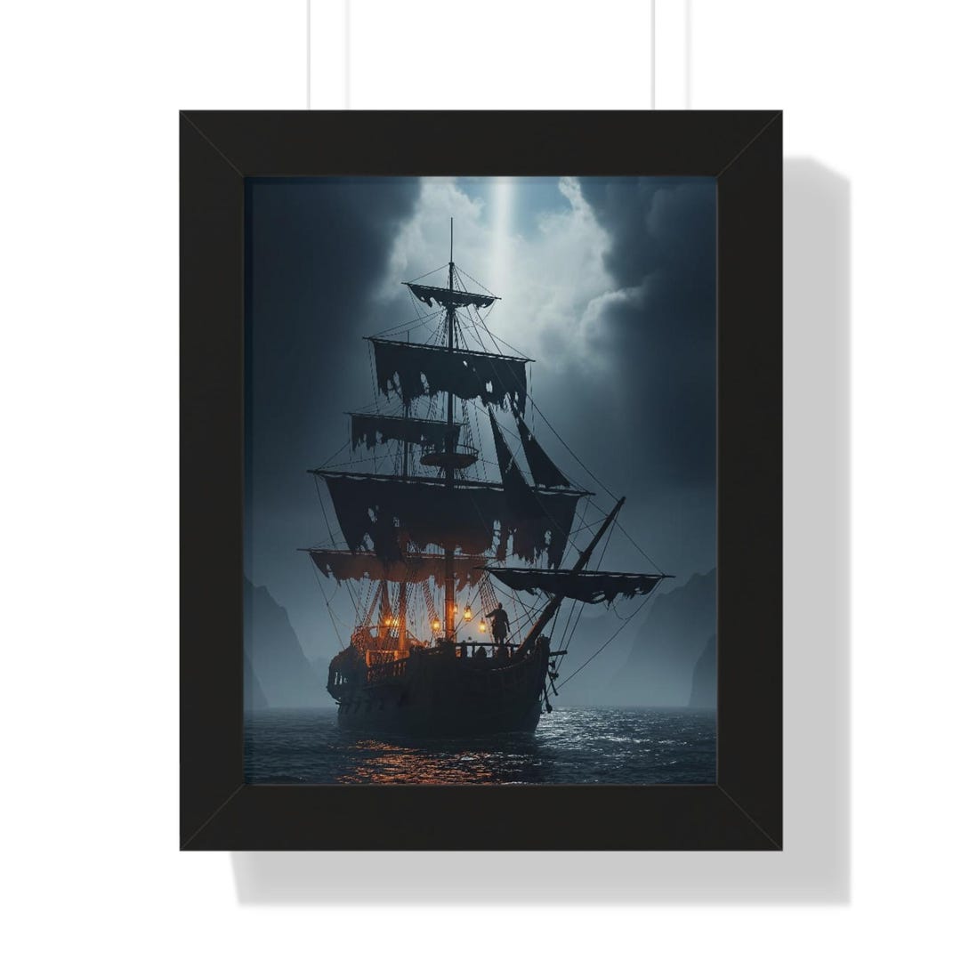 Ahoy Matey Framed Pirate Ship Poster | Nautical Wall Art for Home Decor ...