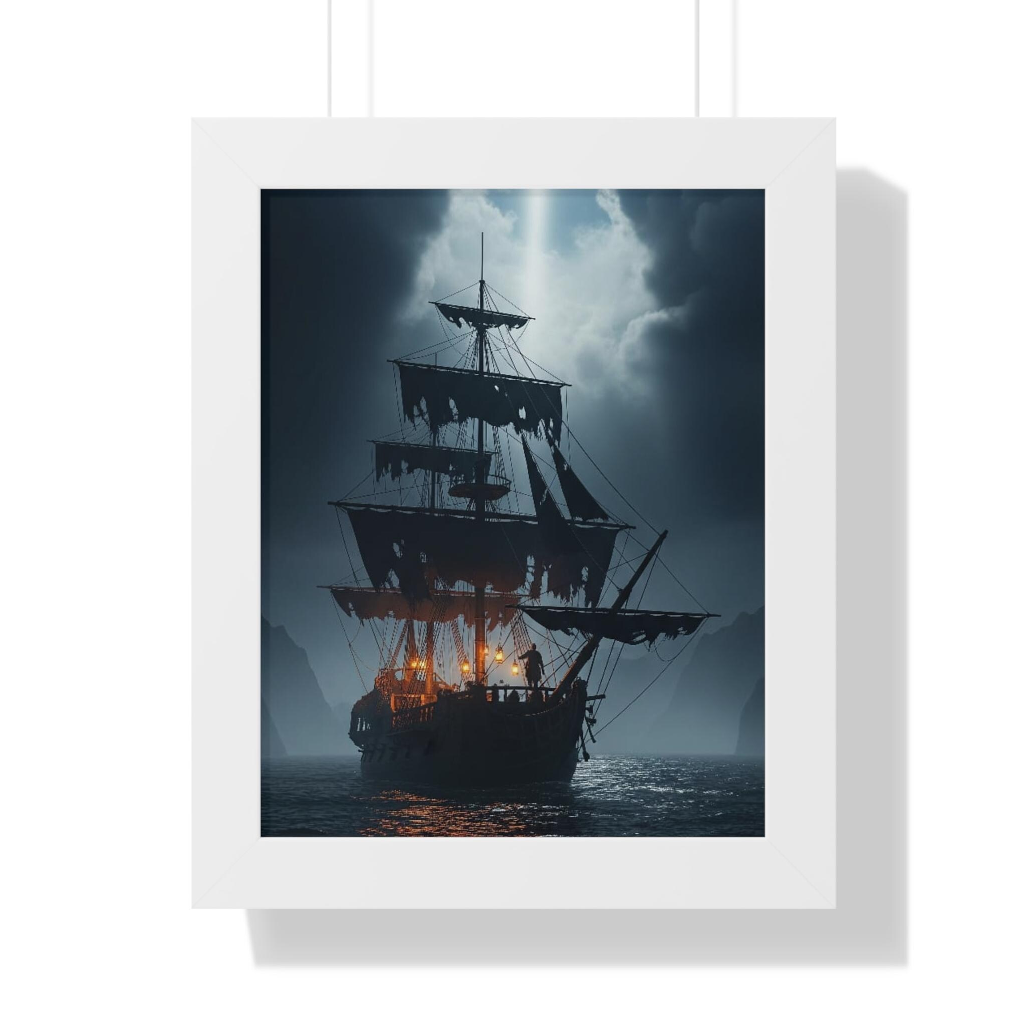 Ahoy Matey Framed Pirate Ship Poster | Nautical Wall Art for Home Decor ...