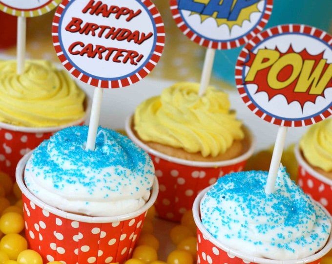 DIY Superhero Cupcake Toppers | Etsy