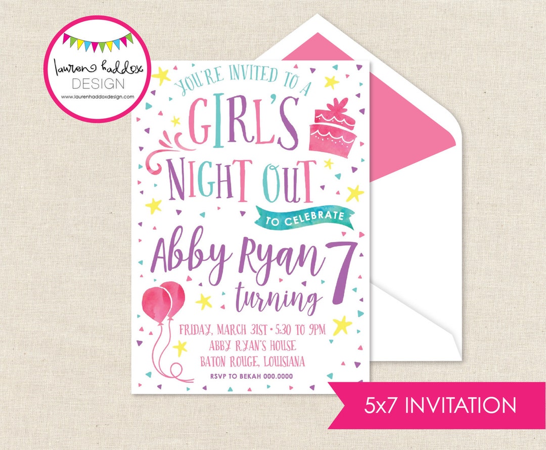 Girls Night Out Birthday Invitation, Girls Night, Girls Night Out ...