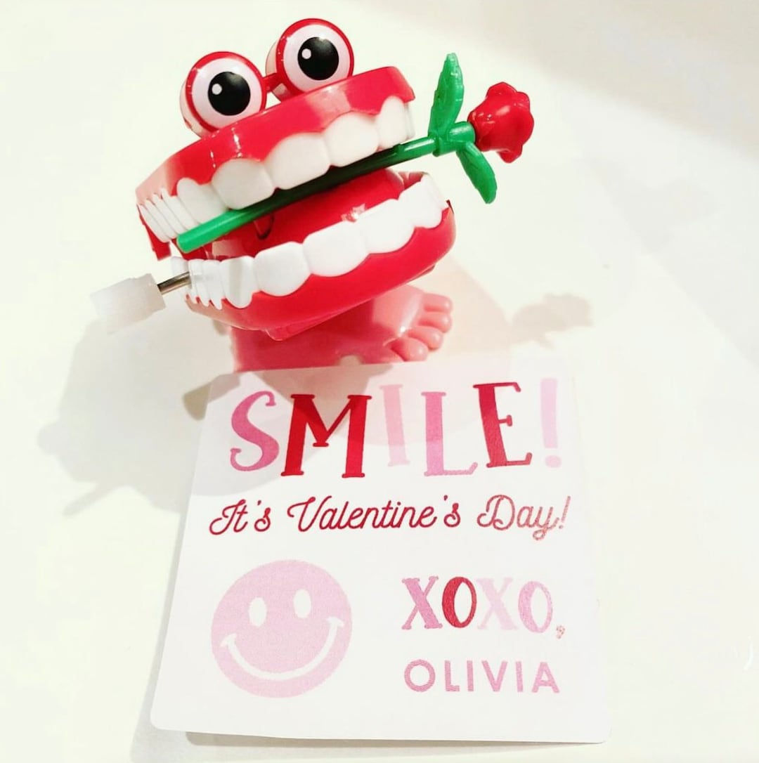 SMILE Its Valentines Day, Chattering Teeth Valentines Day Tag, Teeth ...