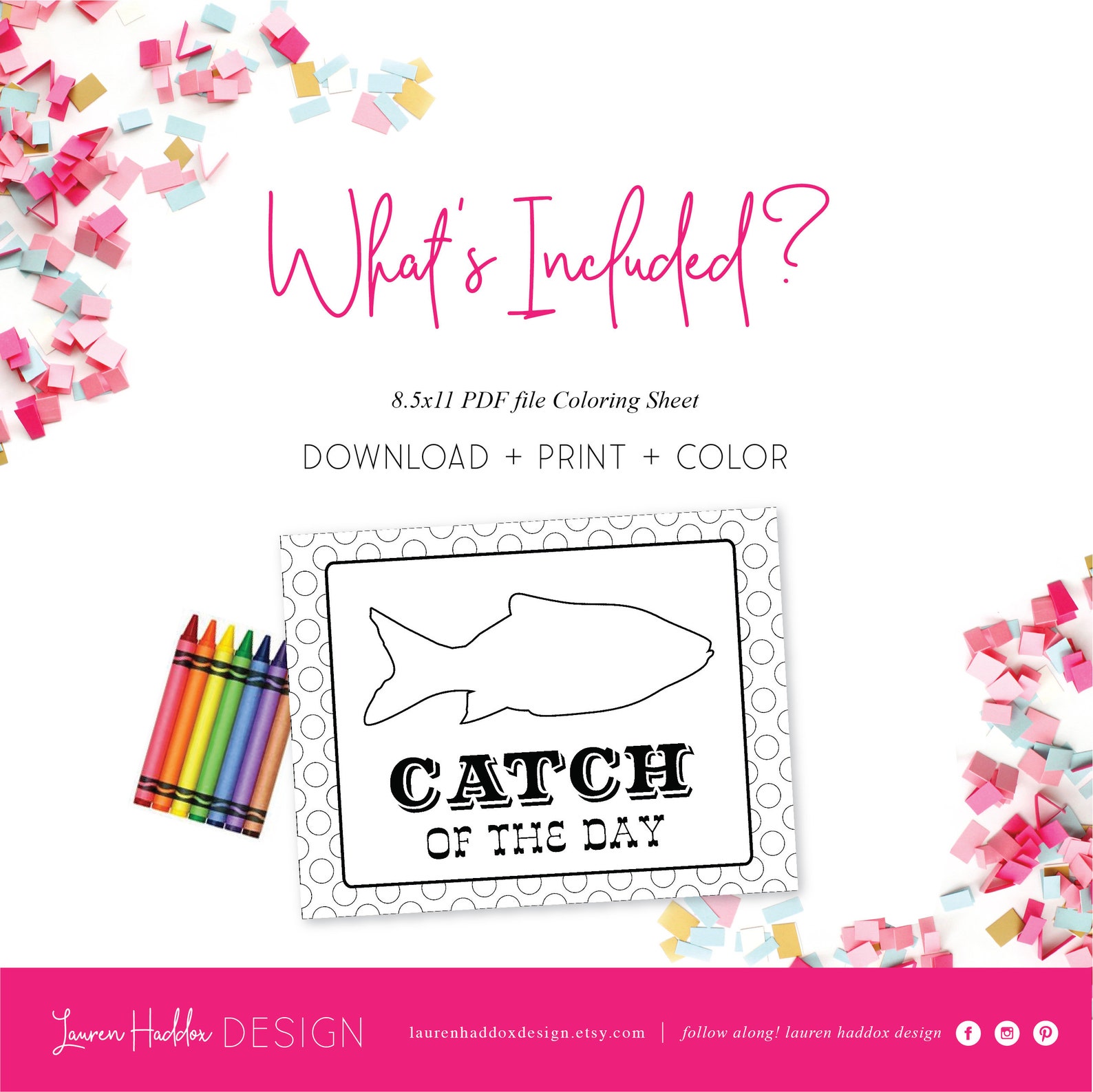 Catch of the Day Coloring Sheet Gone Fishing Party Fishing - Etsy