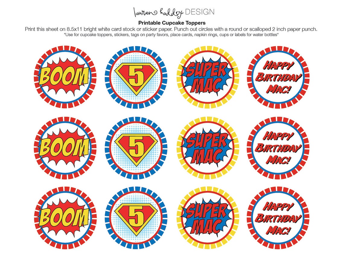 DIY Superhero Cupcake Toppers - Etsy