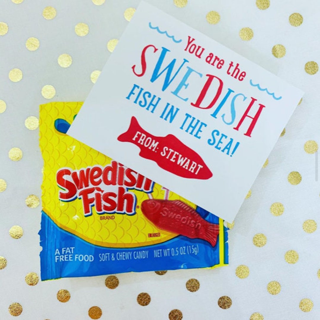 Swedish Fish in the Sea Valentine, Valentines Day Tag, Candy Valentine ...