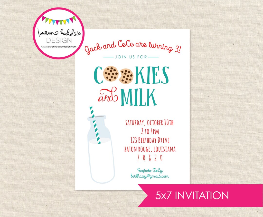 DIY, Cookies and Milk INVITATION ONLY - Etsy