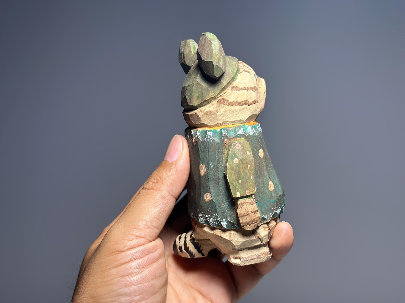 Folk Art Wooden Cat • Hand Painted Wood Carving • Collectible Cat ...