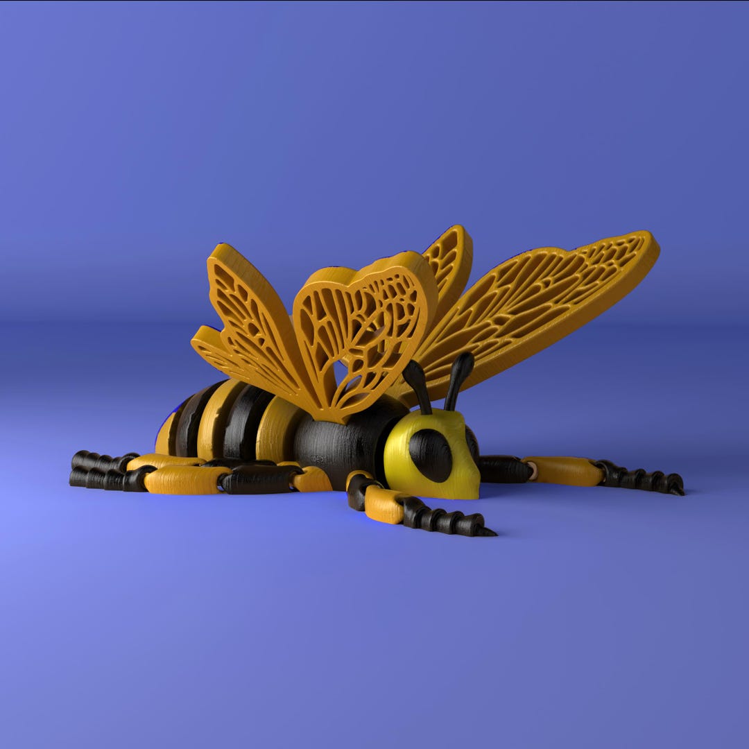 Articulated Flexy Bee 3D Model: Print-in-place Insect Toy (STL / 3MF ...