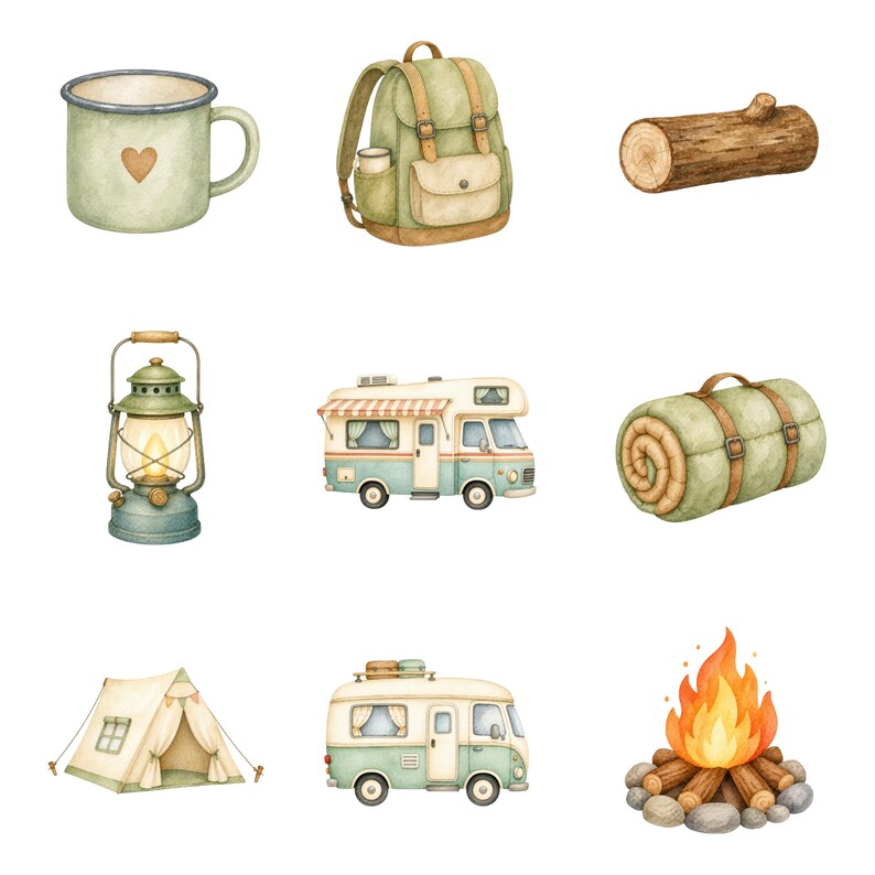 Watercolor Camping Boy Clipart, Adventure Outdoors Nursery Art (digital ...