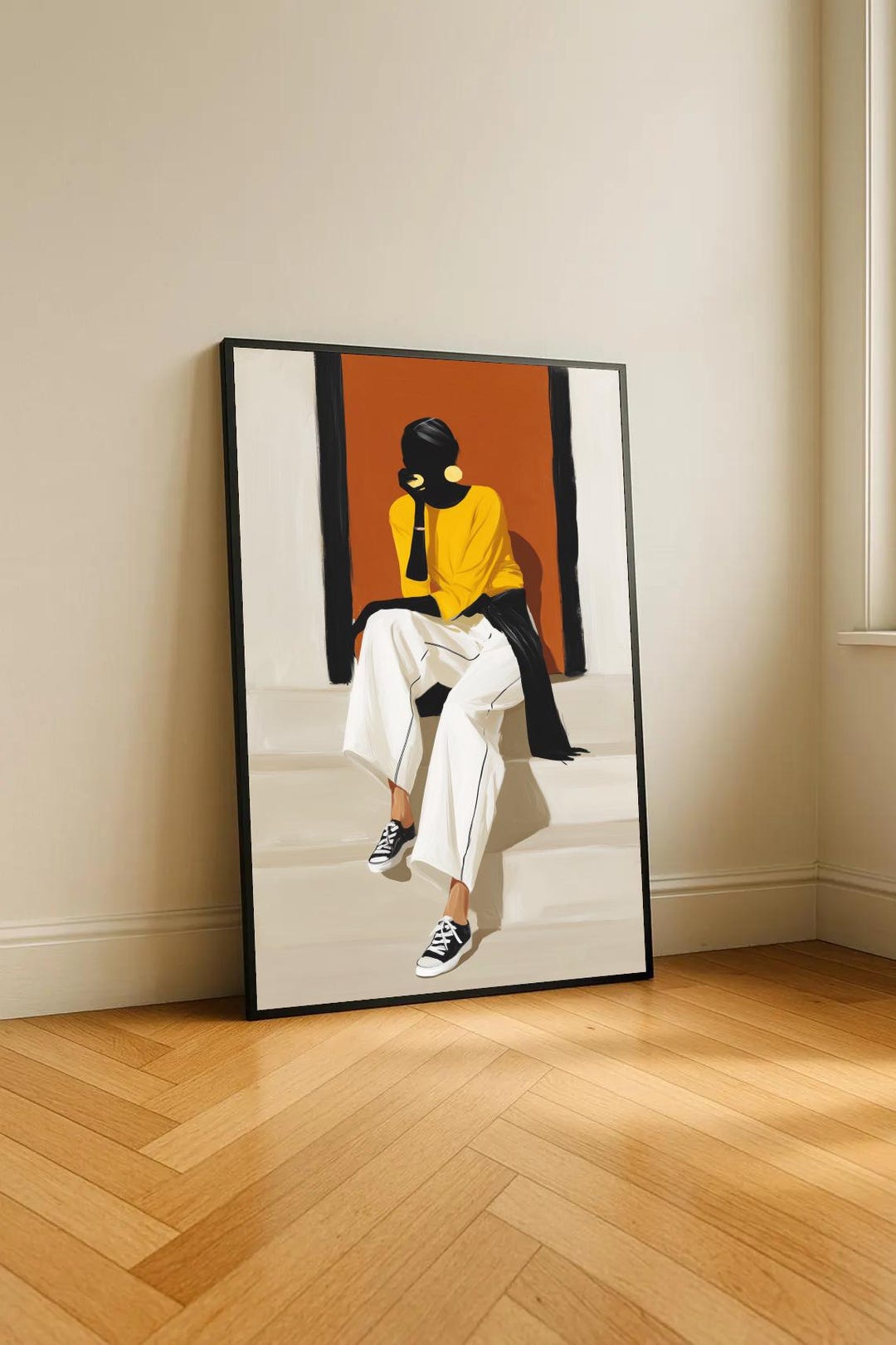 Mid Century Modern Fashion Poster – Minimal Woman Silhouette, Neutral ...