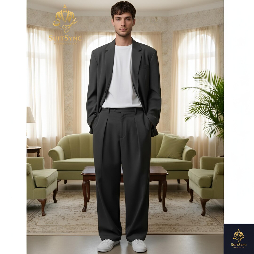 Charcoal Grey 70s Mens Suit Vintage Retro Trauanzug Herren Costume ...