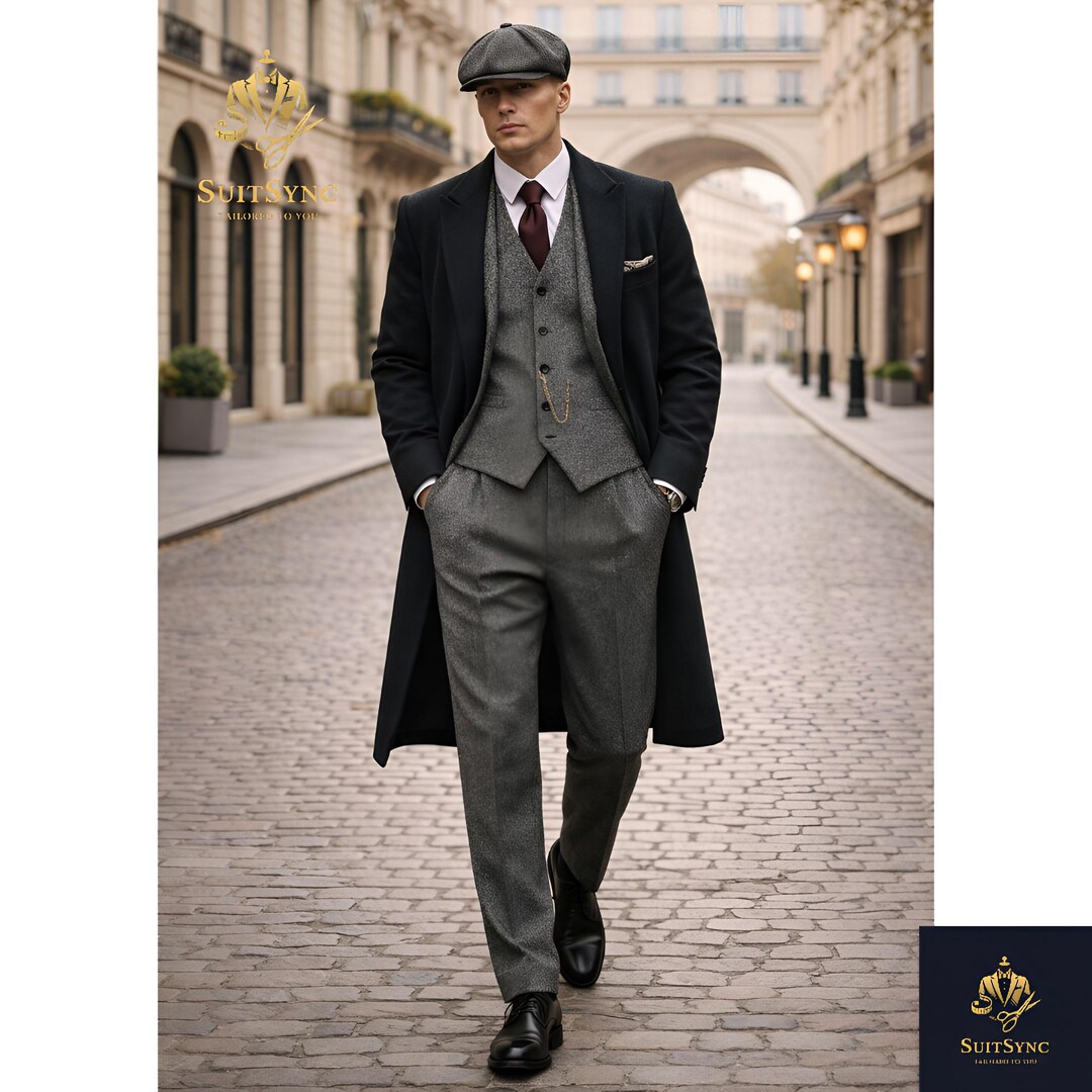 Men’s Black Long Overcoat – Herren Mantel Schwarz – Manteau Homme Noir ...