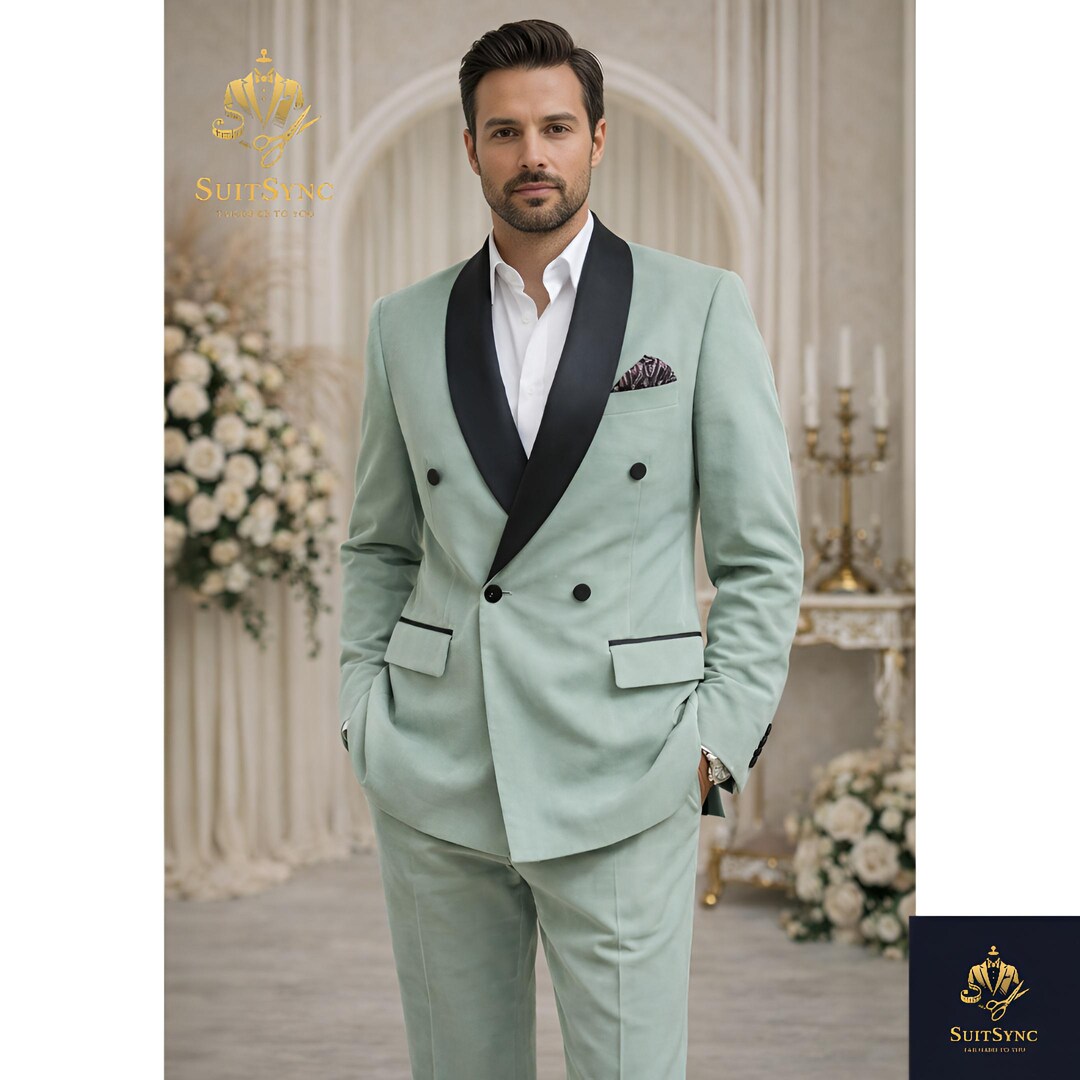 Mint Green Wedding Suit Mens Double Breasted – Herren Anzug Hochzeit ...