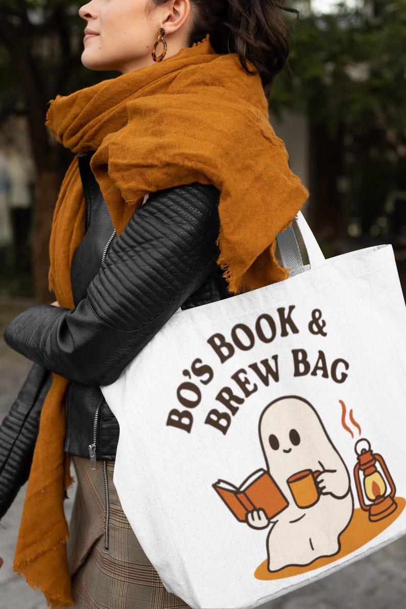 Ghost Pumpkin Tote Bag | Halloween Canvas Shopping Bag - Etsy