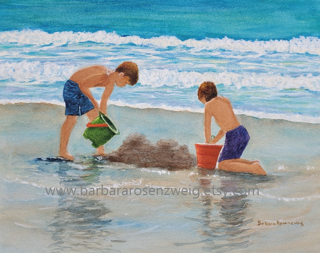 Beach Boys Two Watercolor Painting, Coastal Art Print - Etsy