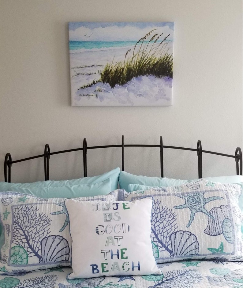 Peaceful Beach Sand Dunes and Sea Oats Watercolor Painting - Etsy