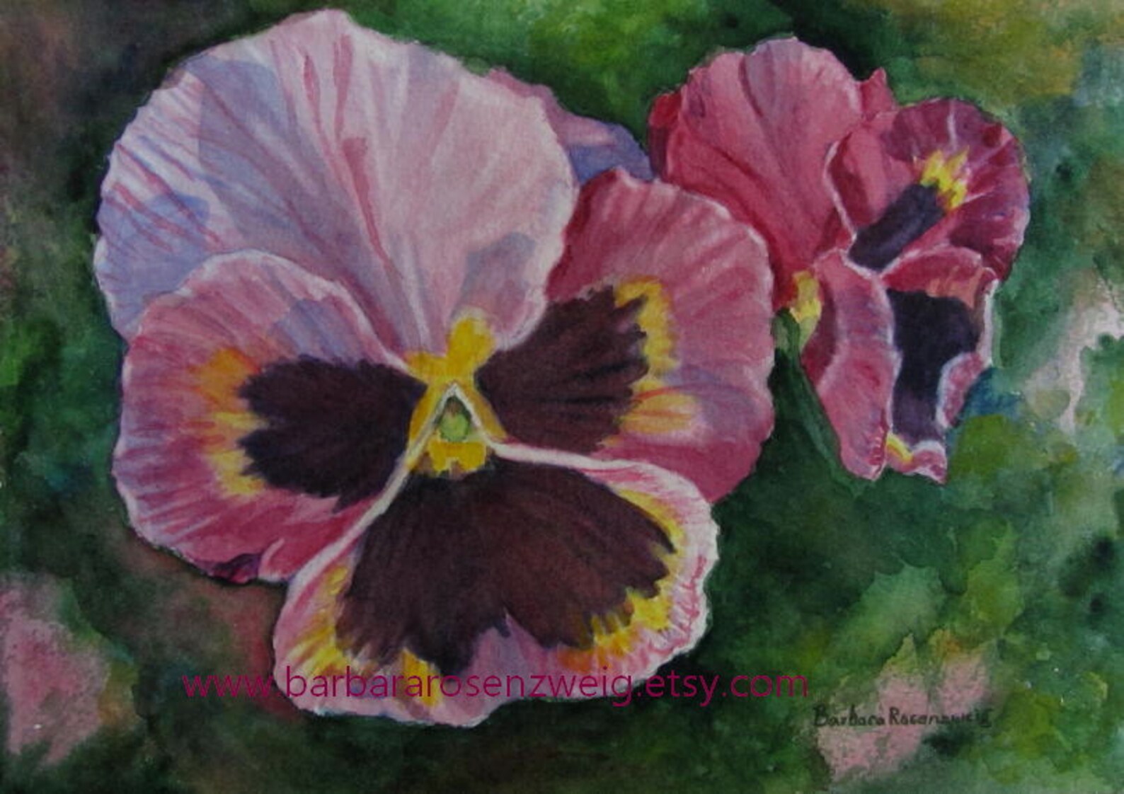 Flower Print Pansy Painting Pansy Flower Art Pink Flower - Etsy