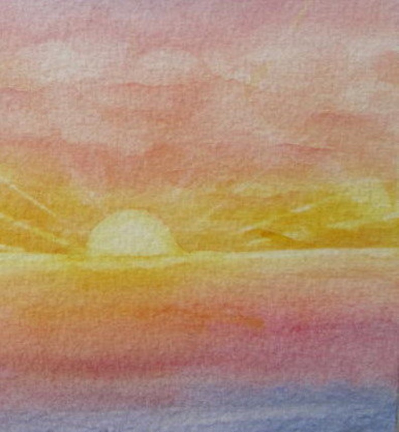 Sunset Watercolor Painting Pastel Sunset Art Sunrise - Etsy