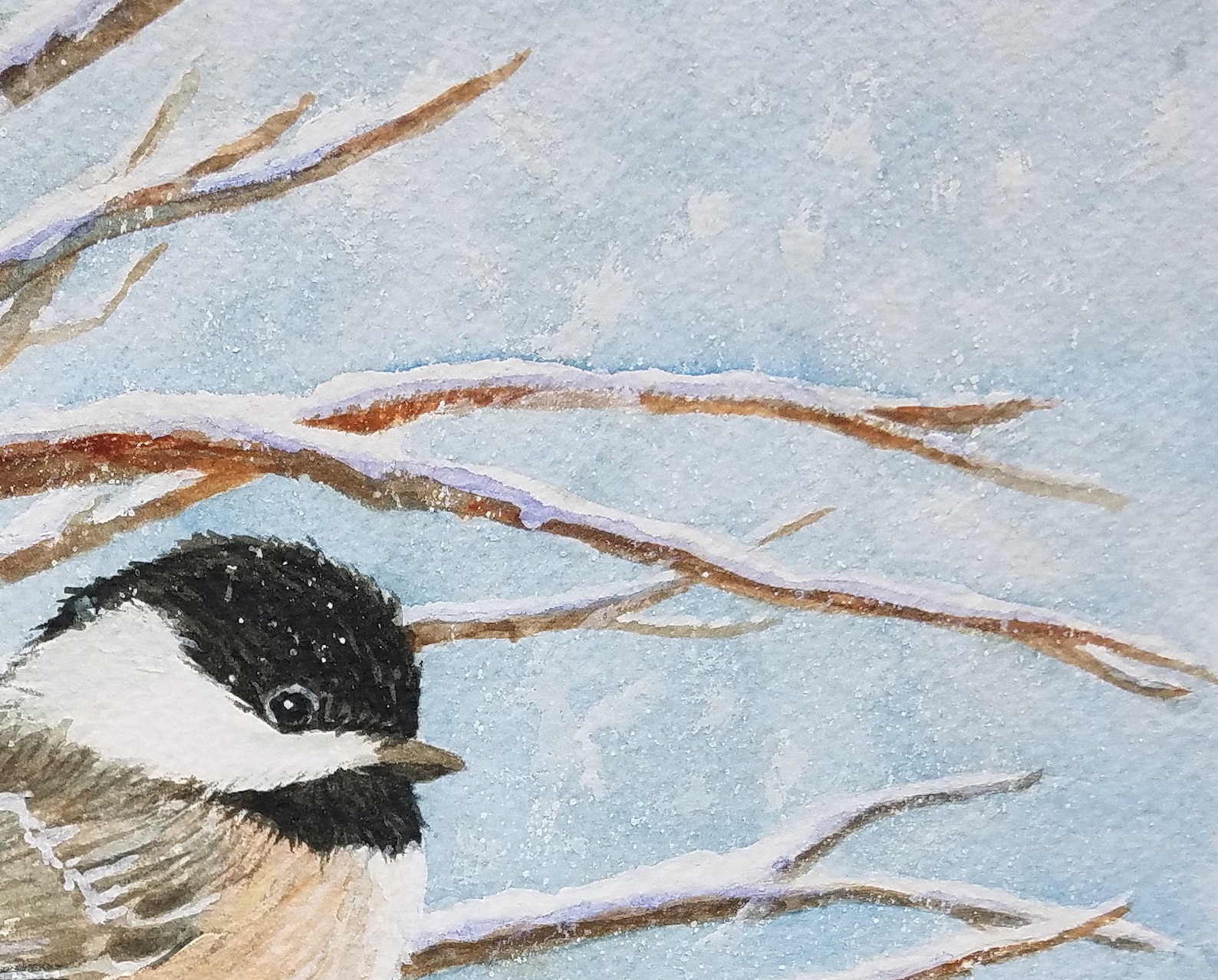 Winter Bird Landscape Painting Chickadee in the Snow | Etsy