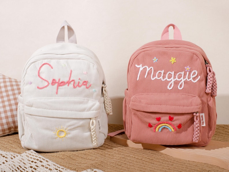 Personalized Corduroy Backpack - Embroidered Name Bag for Toddler - Etsy