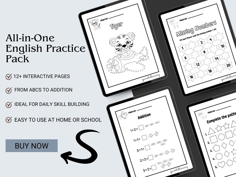 Preschool English Worksheet Printable | Trace Lines, Count, Add & Learn ...