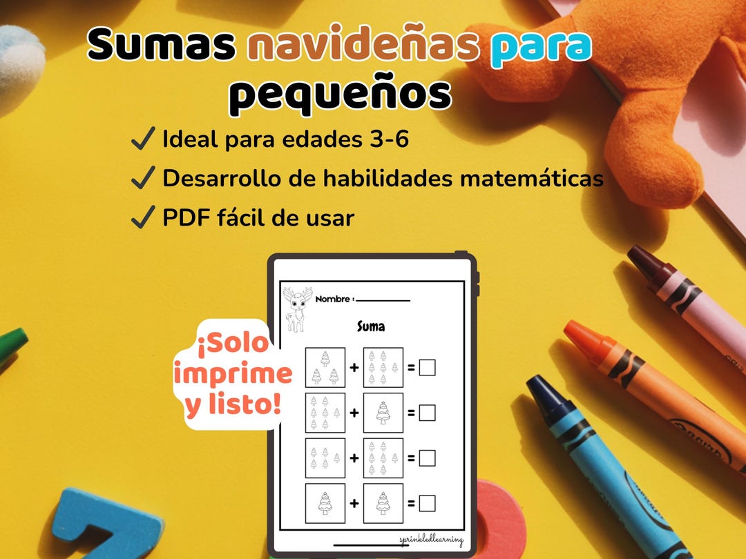 Spanish Addition Worksheet for Kids | Suma En Español Para Preescolar ...
