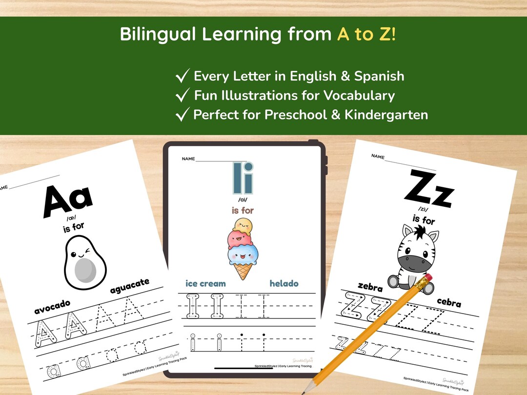 ABC Tracing Worksheets Bundle | English & Spanish Alphabet Flashcards ...