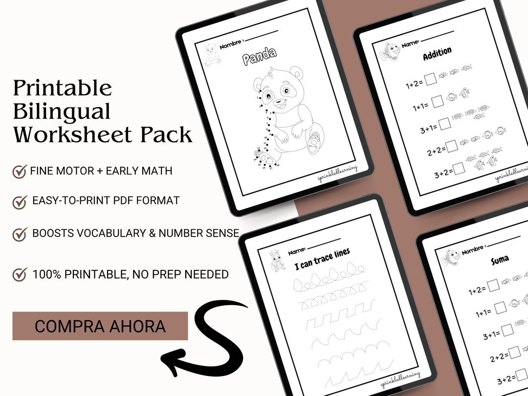 Bilingual Preschool Worksheets Bundle: English & Spanish Learning (PDF ...