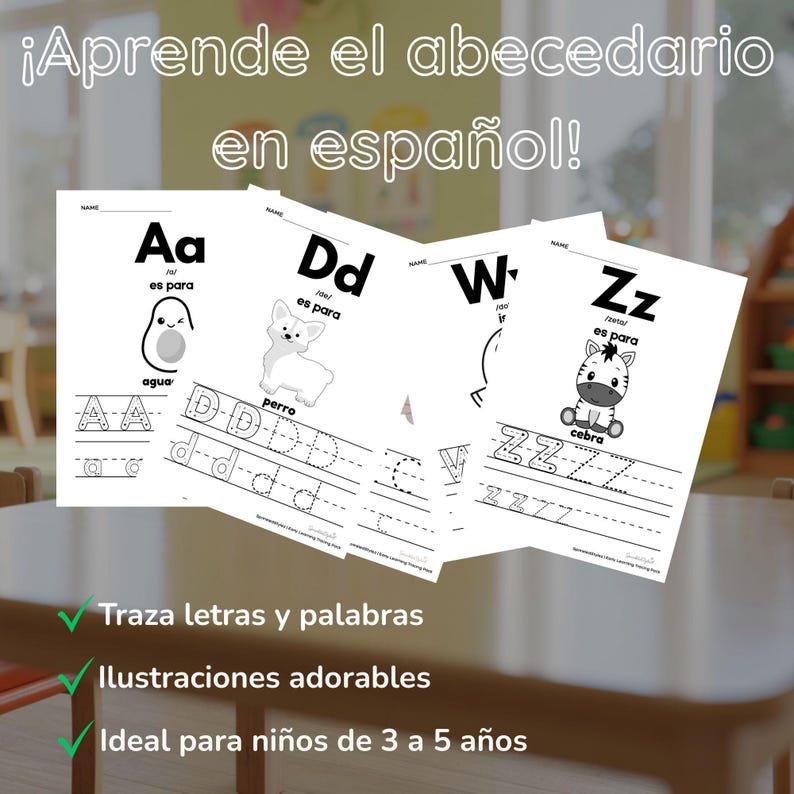 Spanish Alphabet Tracing Worksheets for Kids, A-Z Printable Pack in ...