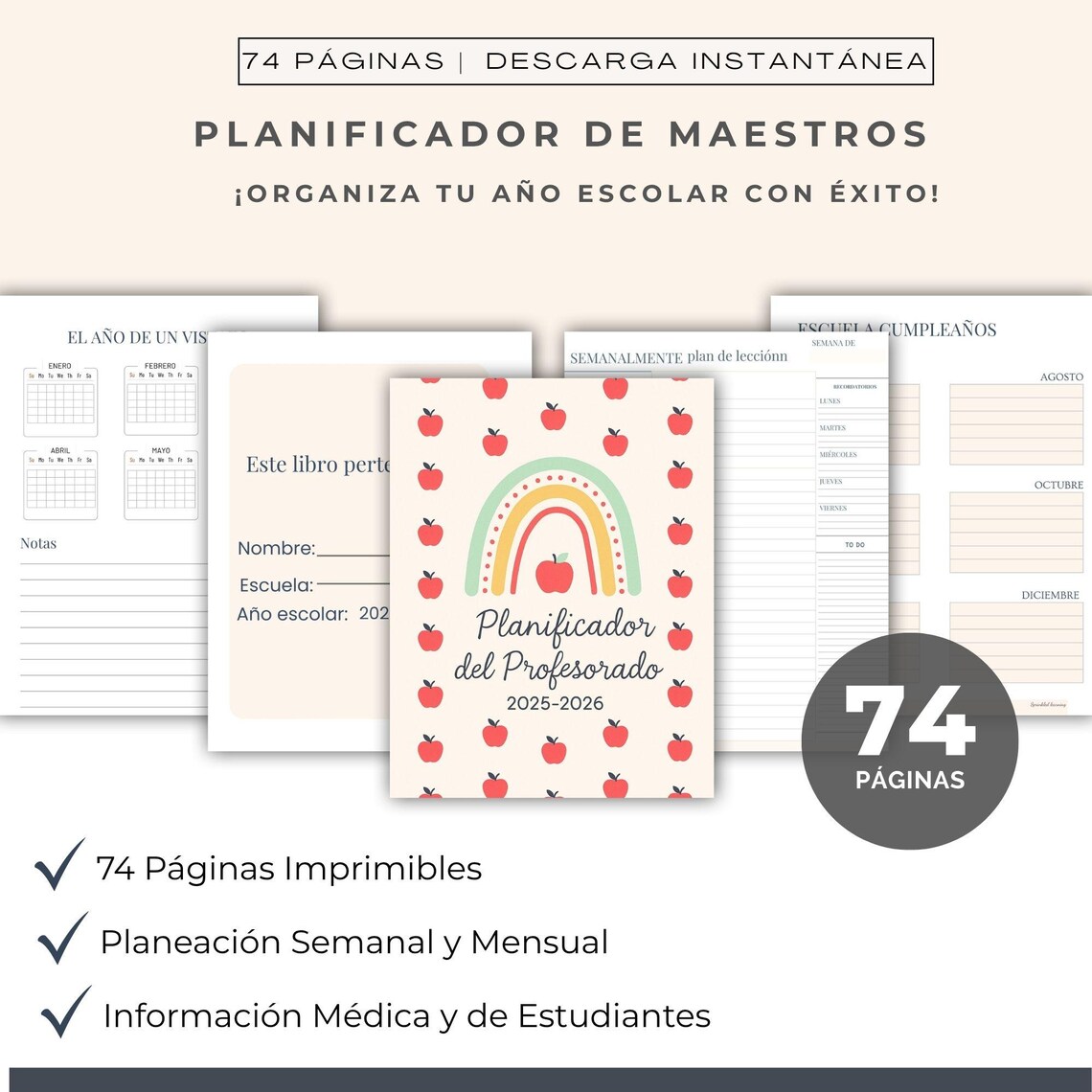 Planificador Docente 2025-2026 En Español | Agenda Escolar Para ...