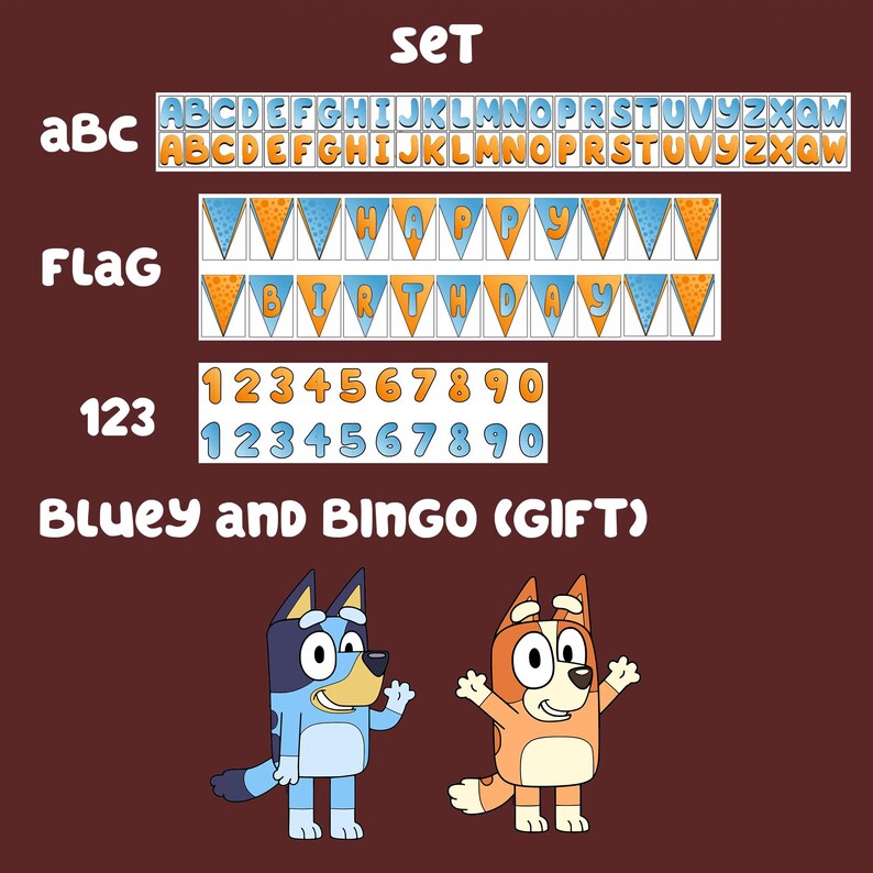 Bluey Birthday Decorations • Printable Letters & Numbers • A-Z 0-9 ...